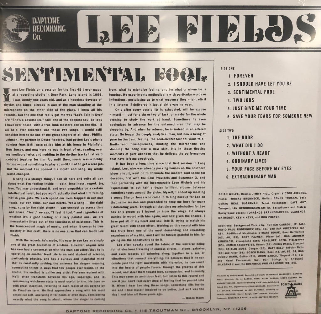 LEE FIELDS - SENTIMENTAL FOOL LP (MINT CONDITION) – funkyfeet Records